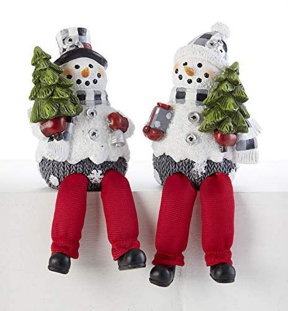 7" Resin Black/White Dangle Leg Snowman, 2 Assortment - Walmart.com