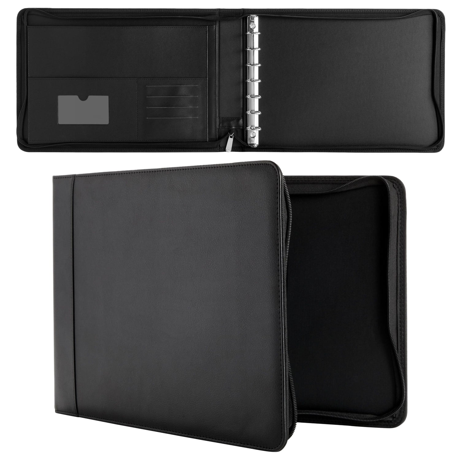 Stockroom Plus Black Zippered Check Binder with 7 Rings for Documents ...
