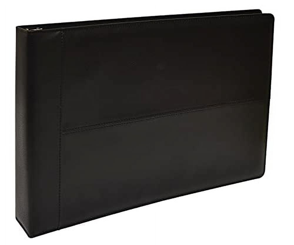 7 Ring Executive Check Binder with Zipper Pouch, Black Textured Premium ...