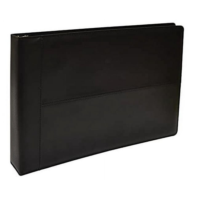 7 Ring Executive Check Binder with Zipper Pouch, Black Textured Premium ...