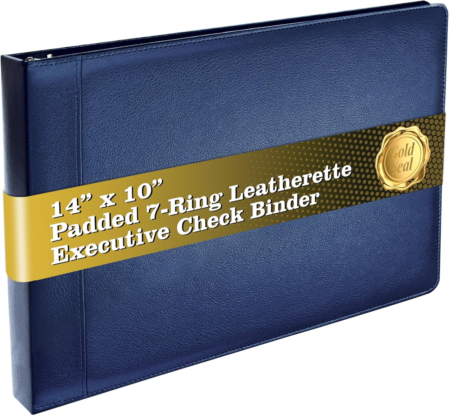 7 Ring Executive Check Binder with Zipper Pouch, Padded Textured ...