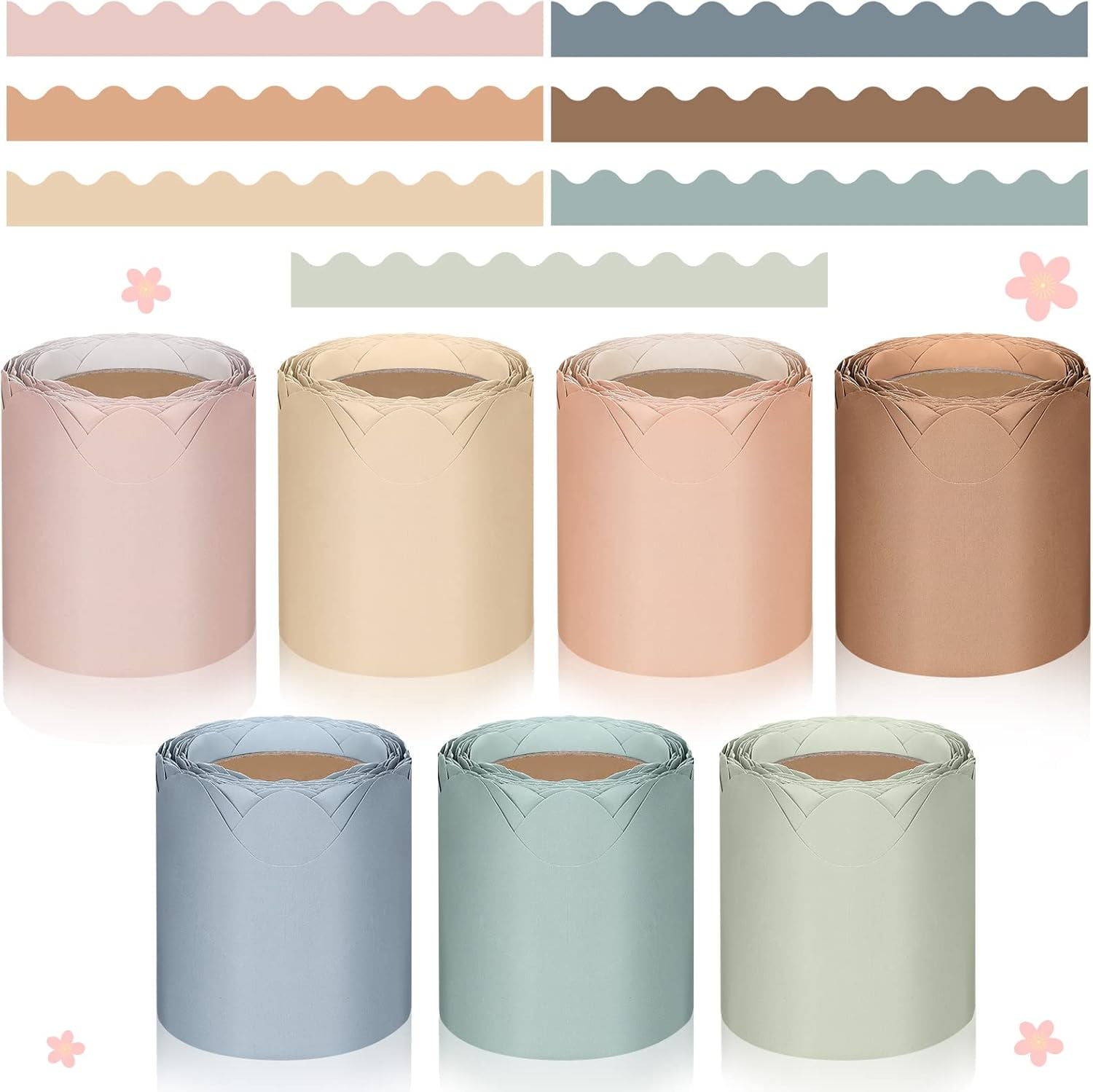 7 Rolls 206.5 Feet Colorful Bulletin Board Borders Scalloped Classroom ...