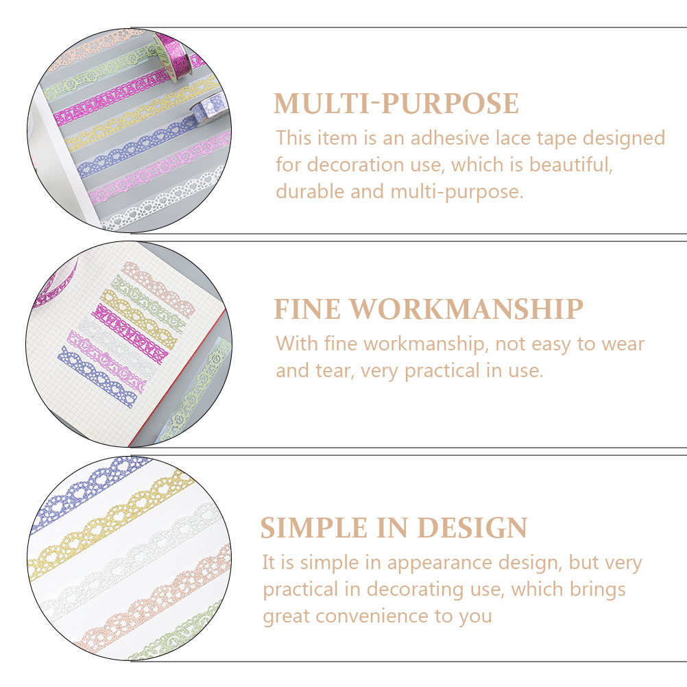 7 Rolls of Lace Tape Mixed Style DIY Lace Sticker Washi Tape for Photo ...