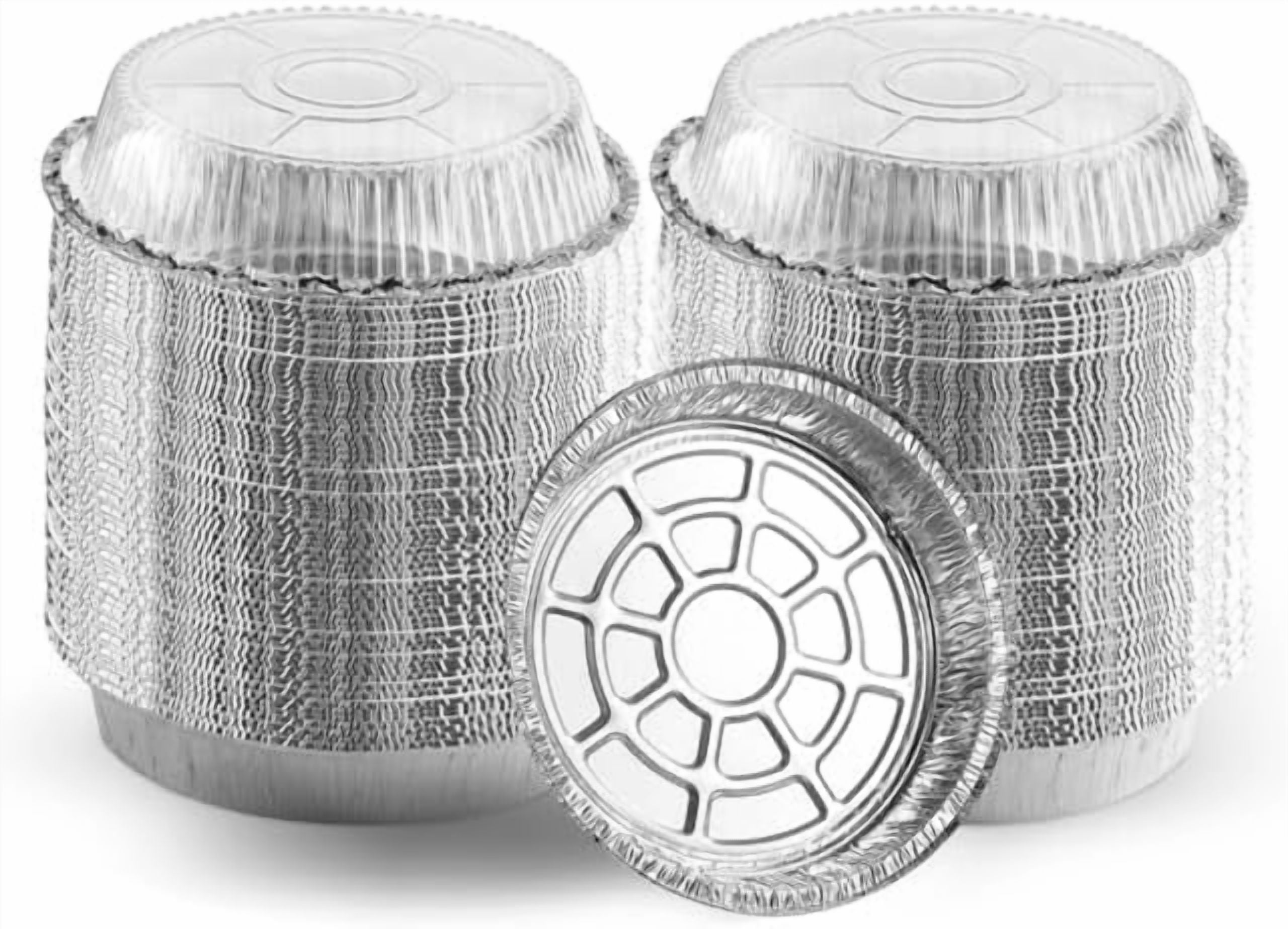 7” Round 100 Pack Aluminum Foil Pans with Clear Lids | Disposable ...