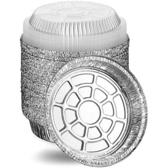 7” Round 40 Pack Aluminum Foil Pans with Clear Lids | Disposable ...