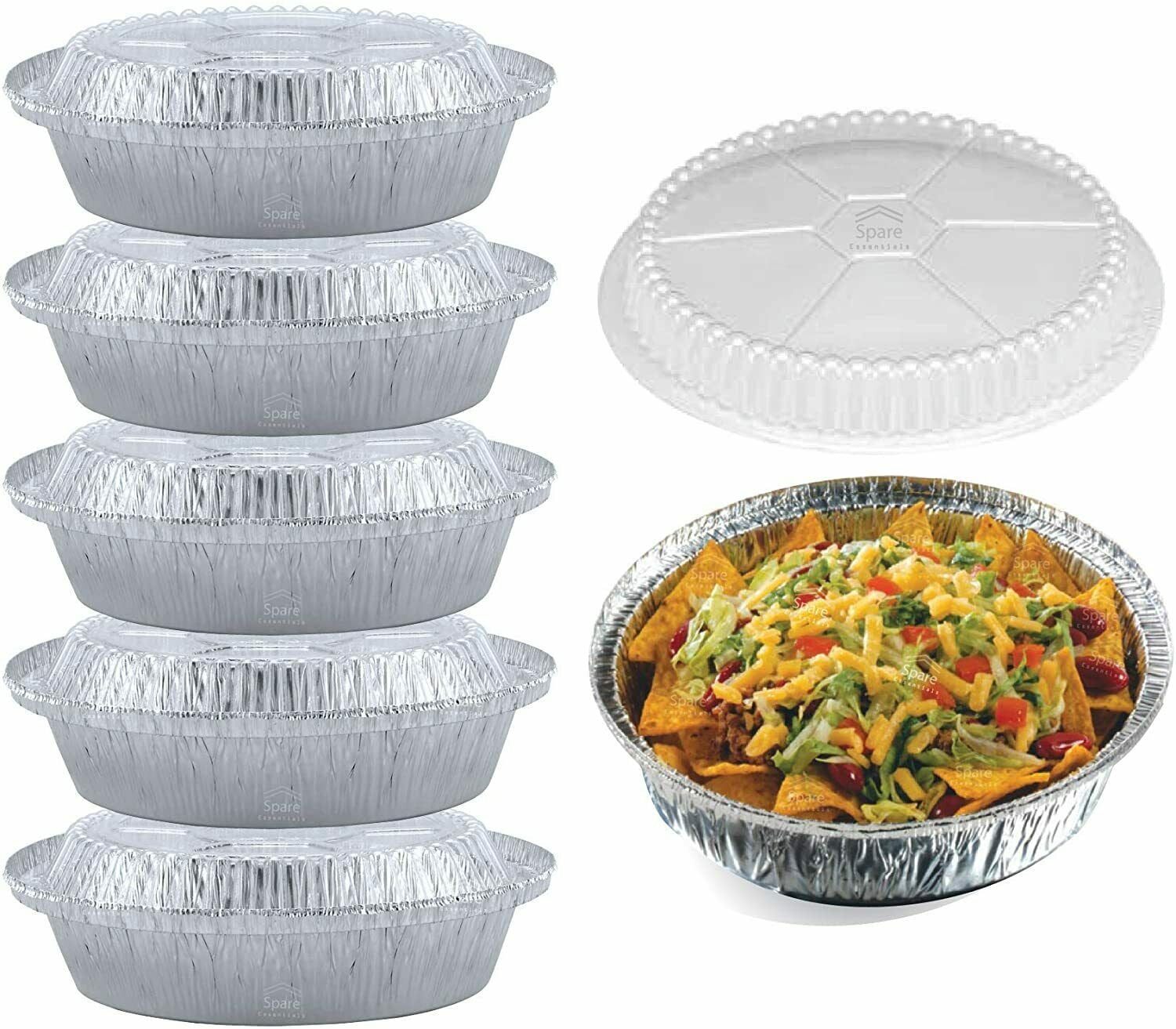 7" Round Disposable Aluminum Foil Pan w/ Dome Lid Bundle Deal ...