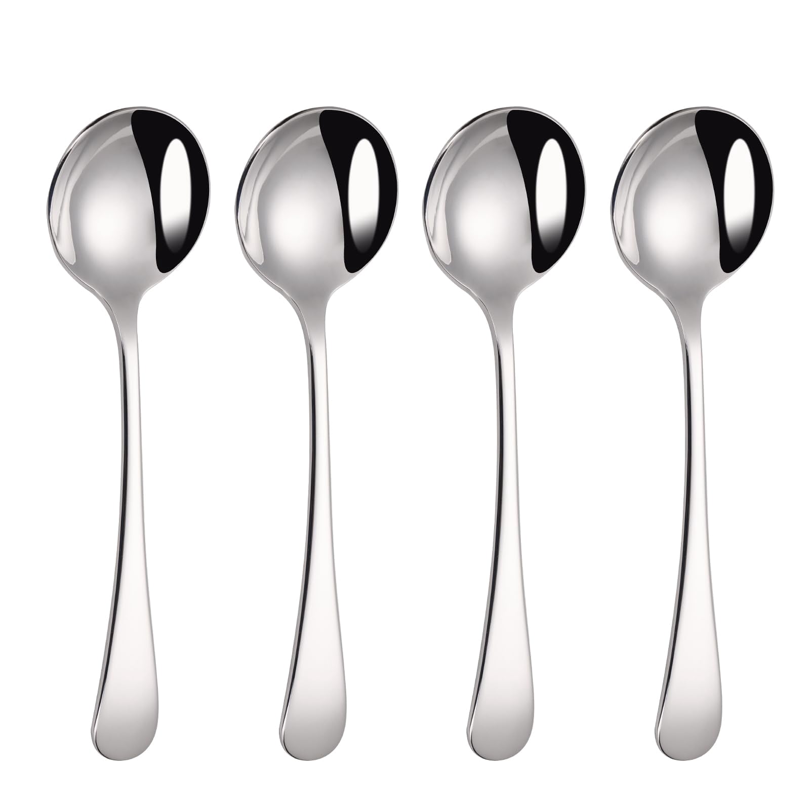 PEKKAXY 7" Soup Spoons, Set of 4, 18/10 Stainless Steel Deep Bowl ...