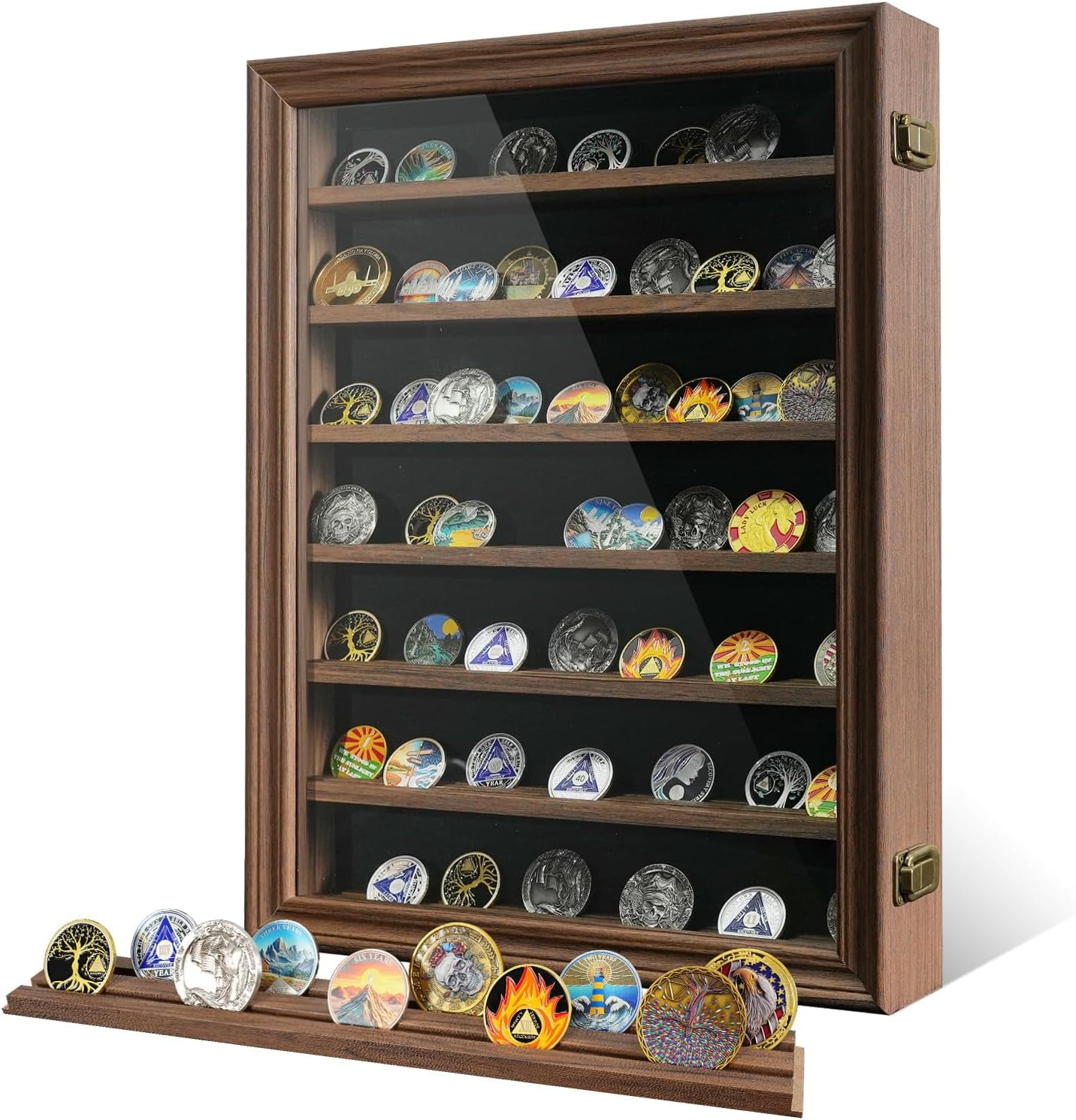 7 Rows Challenge Coin Display Case with HD Tempered Glass - Wall ...