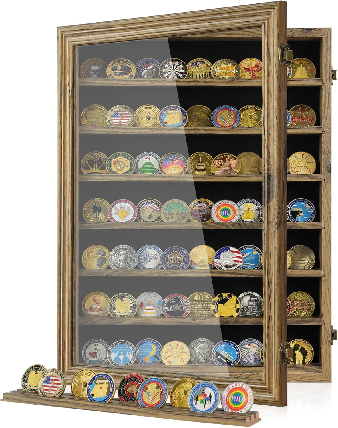 7 Rows Military Challenge Coin Holder Display Cabinet with HD Tempered ...