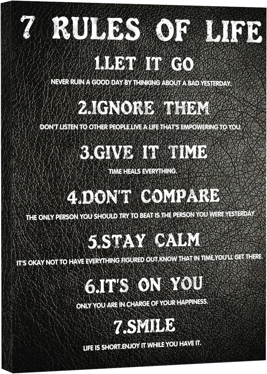 7 Rules of Life 1 Pack Motivational Poster 12 x 16 Inches Framed Canvas ...