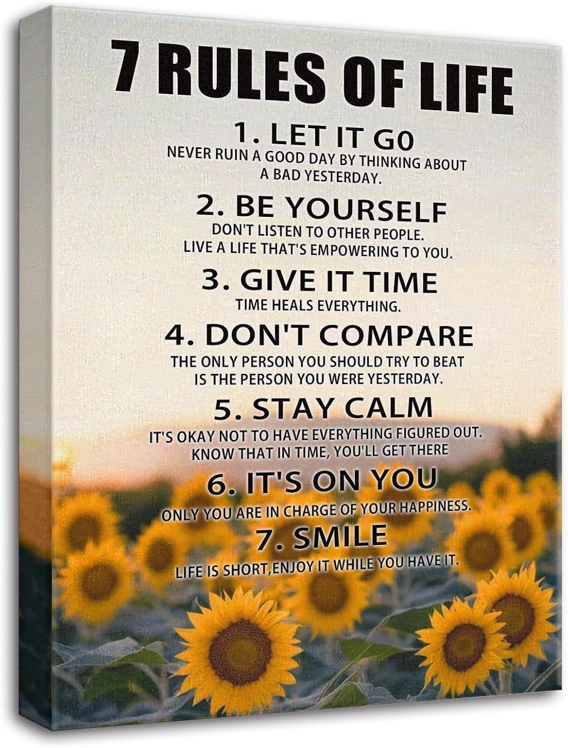 7 Rules of Life Canvas Inspirational Wall Decor Wall Art for Men ...