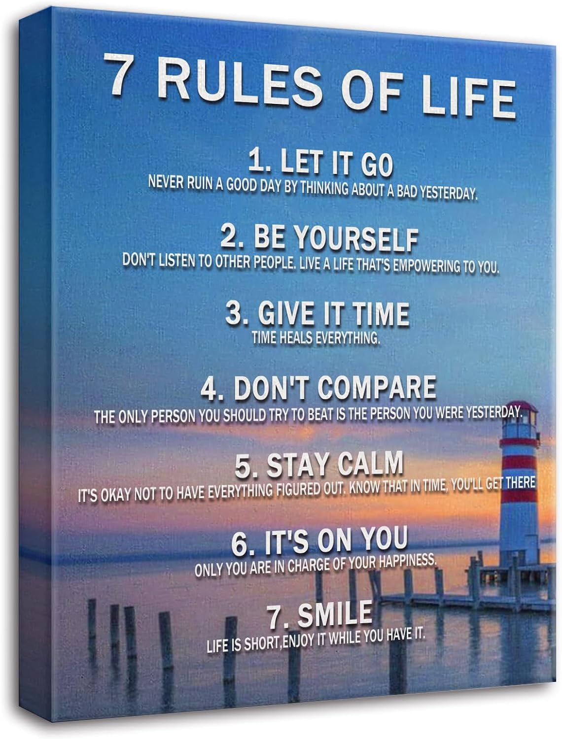 7 Rules of Life Motivational Poster Wall Art Uplifting And Realistice ...