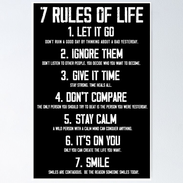7 Rules Of Life Motivational Quotes Design, Home Decor, Office Decor ...