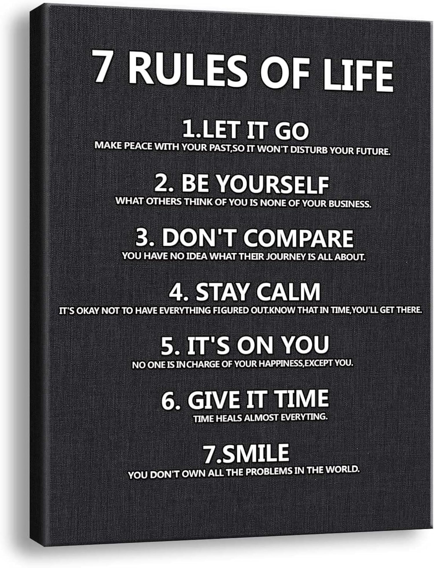 7 Rules of Life Motivational Wall Decor on Canvas for Classroom Prints ...