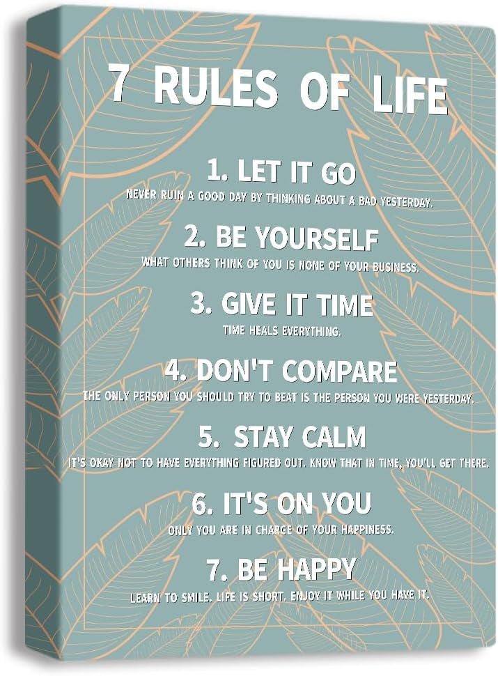 7 Rules Of Life Canvas Decoration Painting, Suitable For Office, School ...