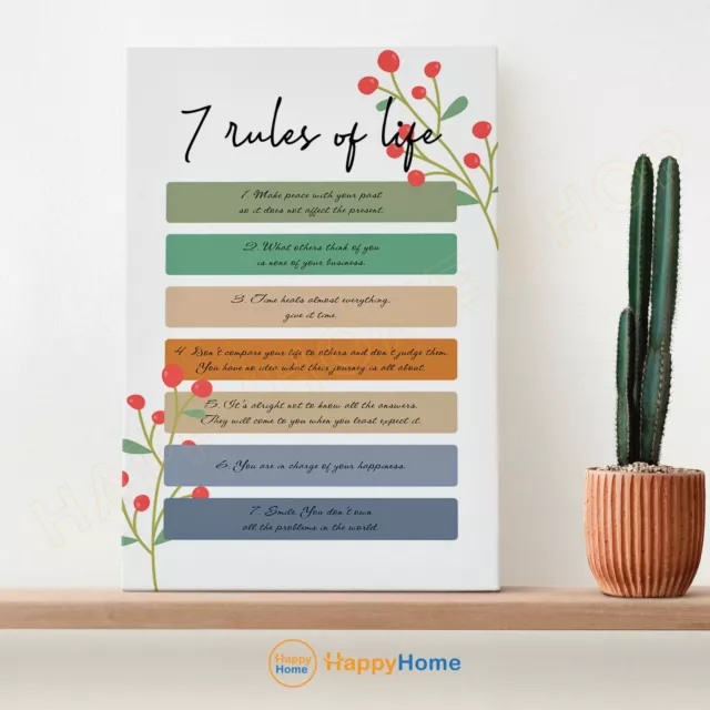7 Rules Of Life Motivational Quotes Inspirational Prints Home Wall ...