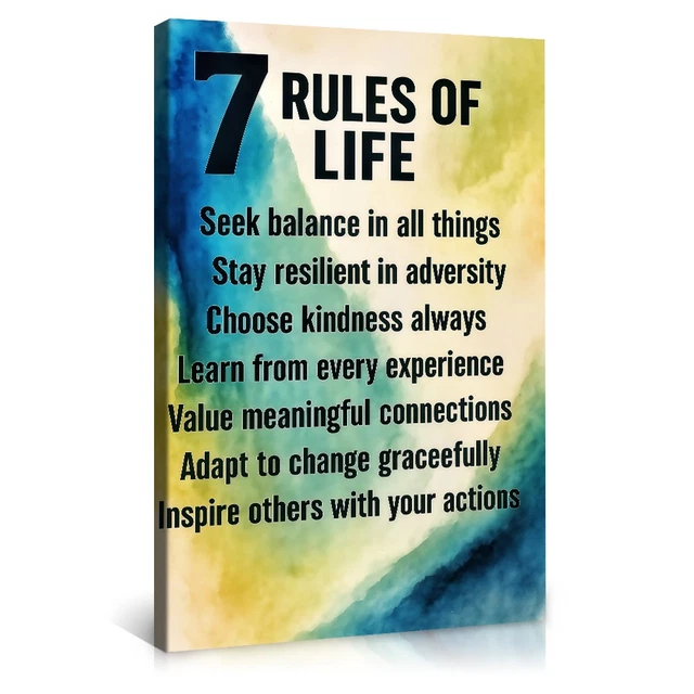 7 Rules Of Life Motivational Wall Art Poster Inspirational Quote Home ...
