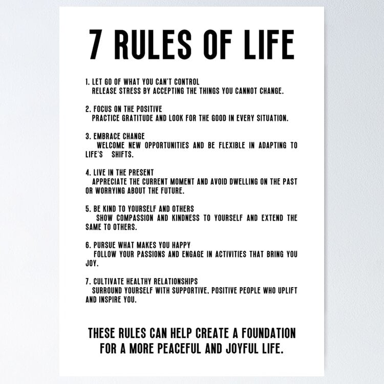 7 Rules Of Life Poster- Unframed Poster | Wall Art | Perfect For Home ...