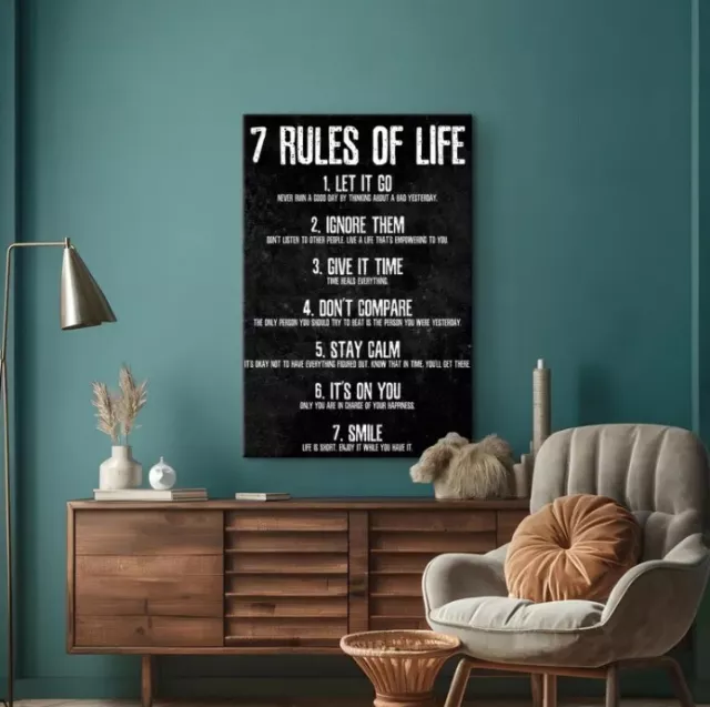 7 Rules Of Life Wall Art, 7 Rules Of Life Poster, Motivational Art NO ...