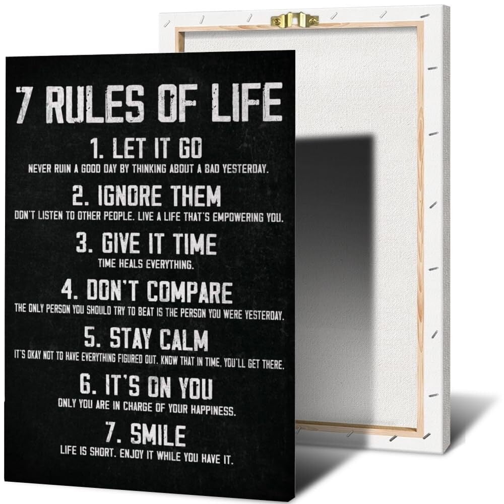 7 Rules for Life Motivational Wall Art (3) Success Motivational Poster ...