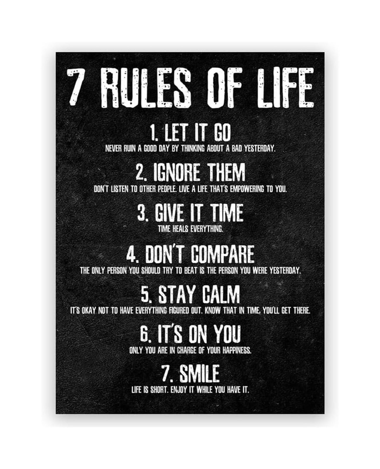 7 Rules of Life Canvas Wall Art - Framed Motivational Poster for Home ...