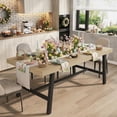 7” Rustic Industrial Dining Table for 6-8, Sturdy Wooden Rectangle ...