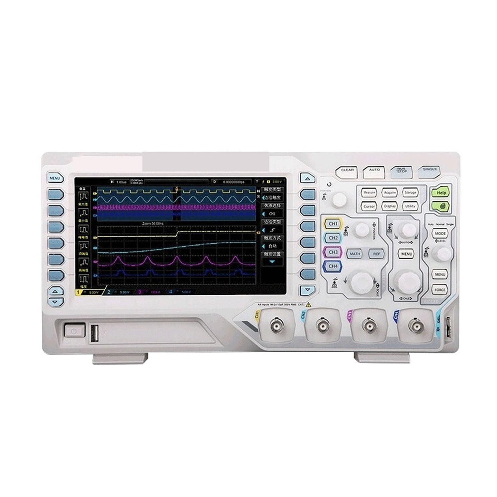 7" Screen Digital Oscilloscope 50MHz 4 Analog Channels Sampling Rate ...