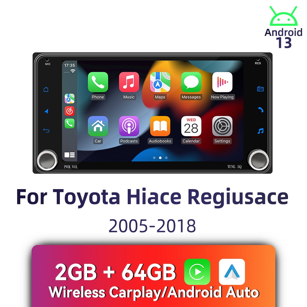 7" Screen Wireless Carplay 2 Din Android Radio Car Multimedia for Toyota Hiace Regiusace Regius ...