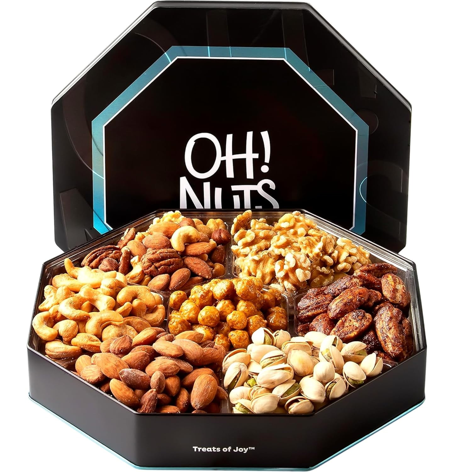 7 Section Assorted Nuts Gift Tin Box | Gourmet 7 Variety Fresh Roasted ...