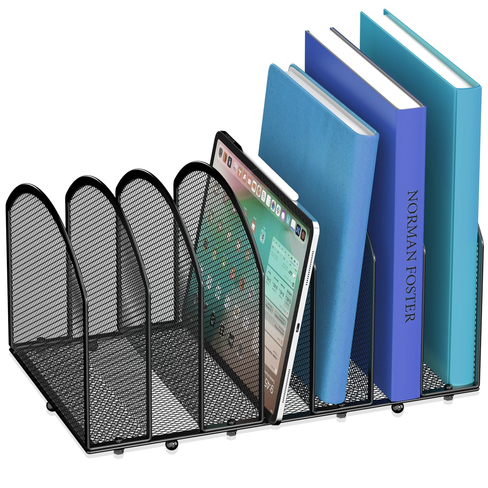 7-Section Desk File Organizer, Mesh Desktop Organizer File Sorter ...
