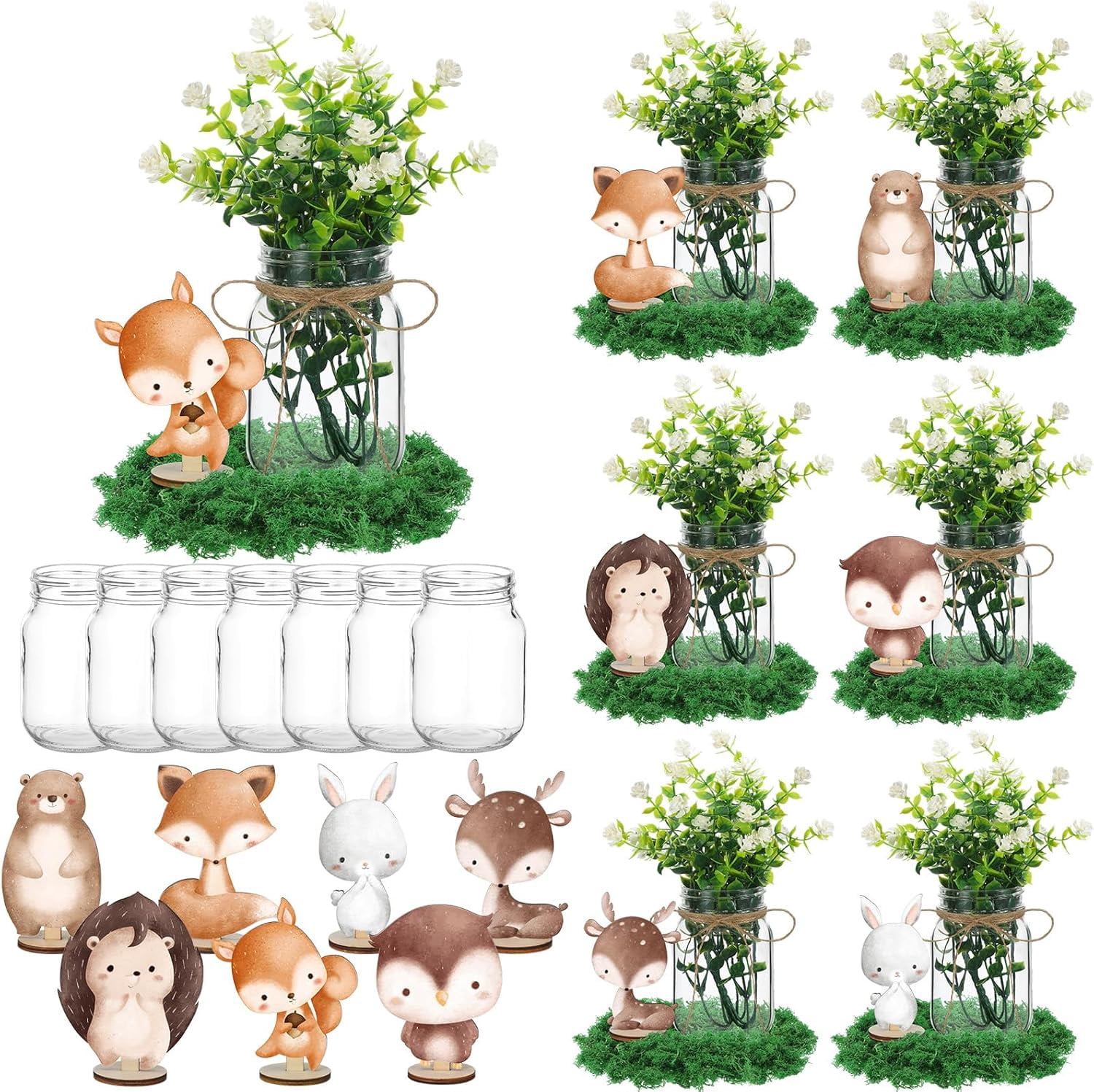 7 Set 23 Pcs Woodland Animals Baby Shower Table Centerpieces Wooden ...