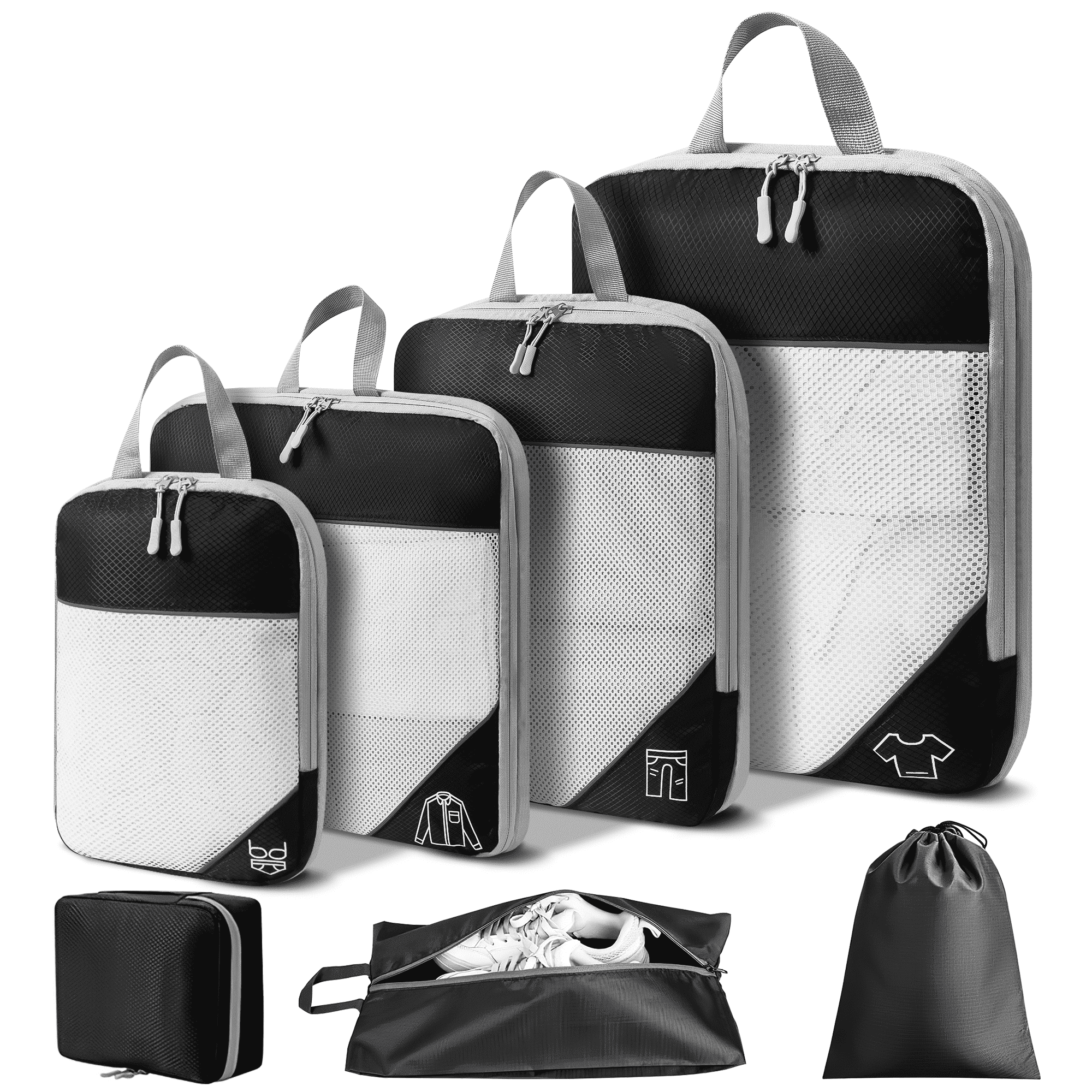 Cshidworld Compression Packing Cubes, 7 Set Expandable Mesh Organizers ...