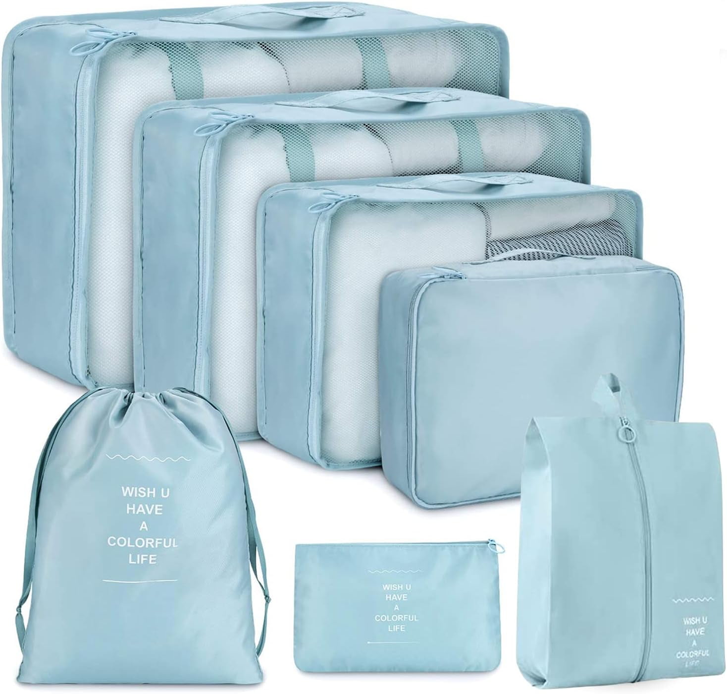 7 Set Packing Cubes for Suitcases, Travel Luggage Packing Organizers ...