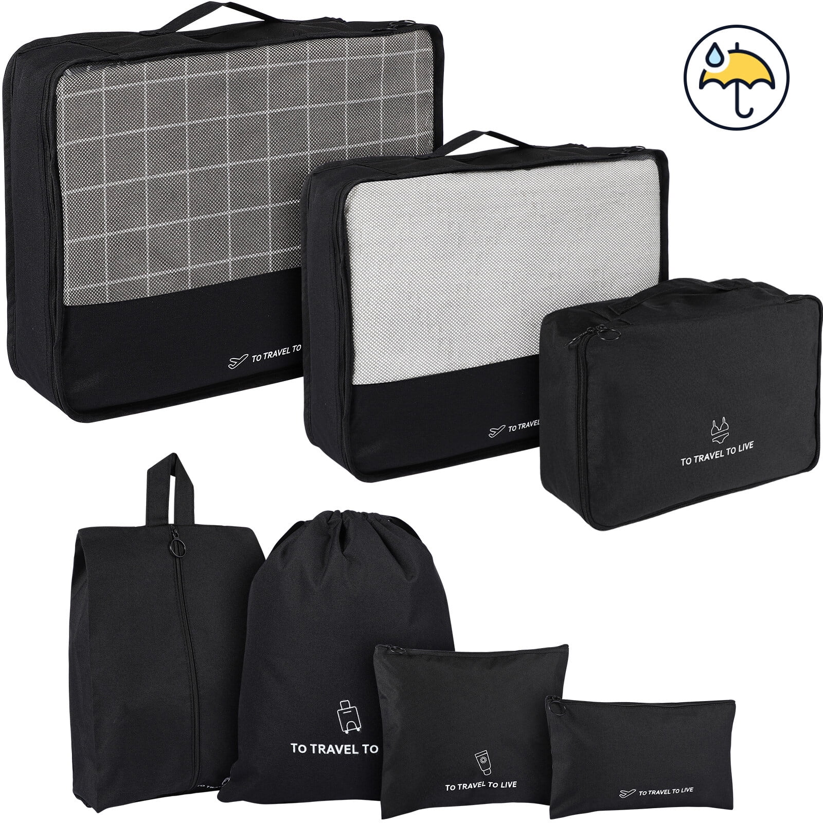 7 Set Travel Packing Cubes Lightweight Packing Cubes for Suitcases with ...