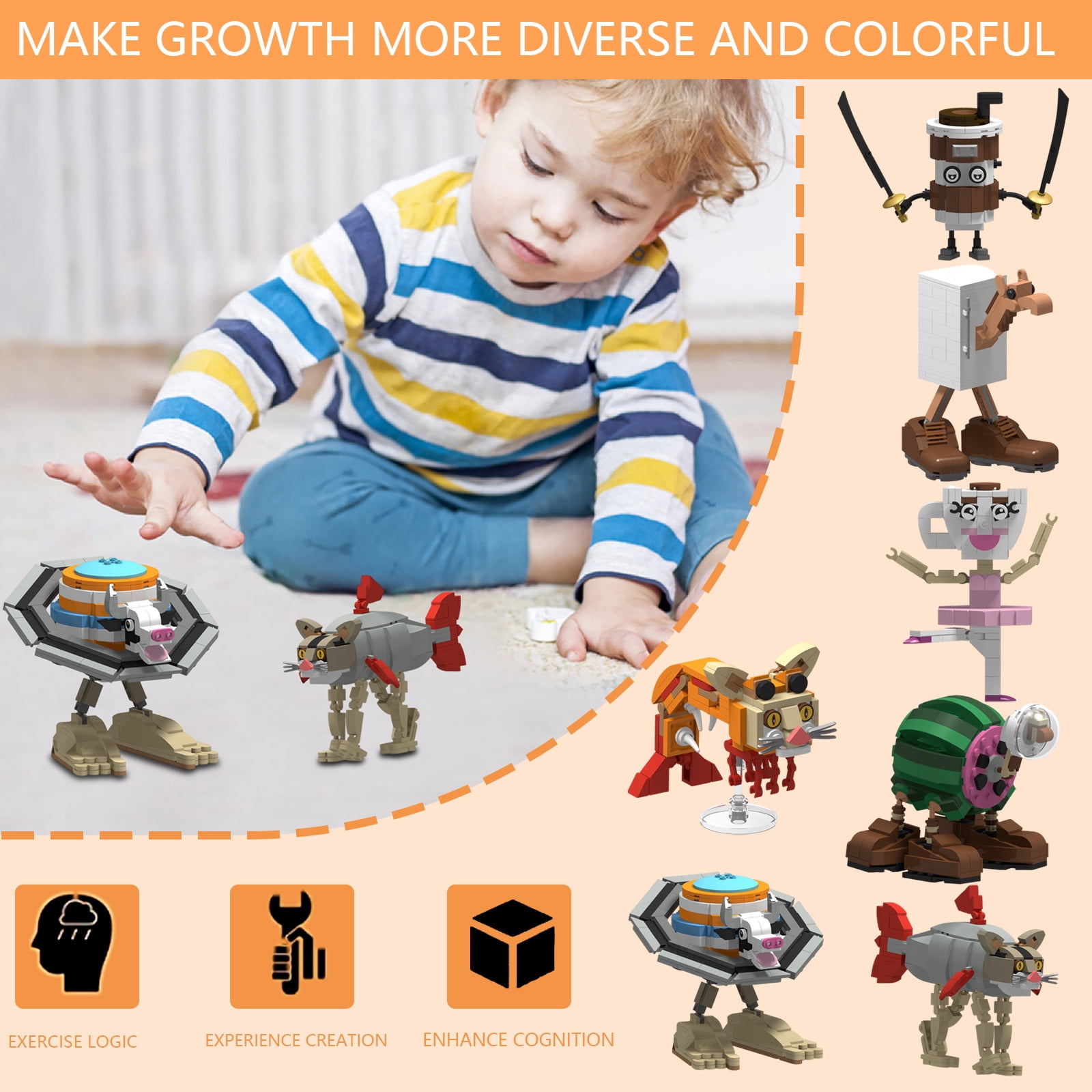 7 Sets Italian Brainrot Building Block Figure Toys, 4" Tralalero ...