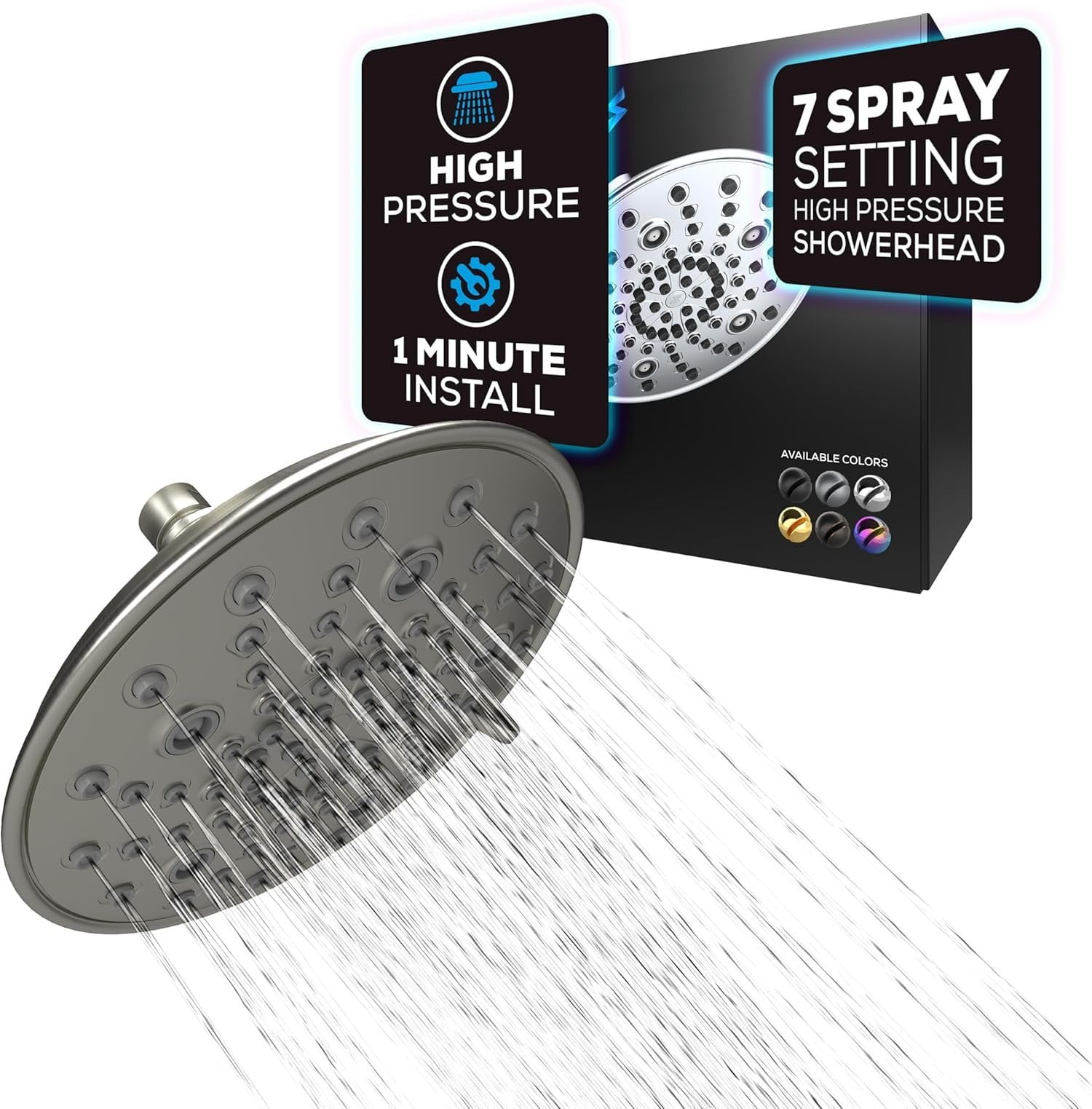 7 Settings Shower - Adjustable High Shower with Mist Setting ...