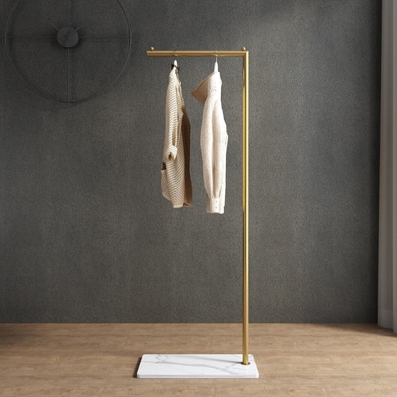 7-Shaped Freestanding Garment Rack With Marble Base, Small Space ...