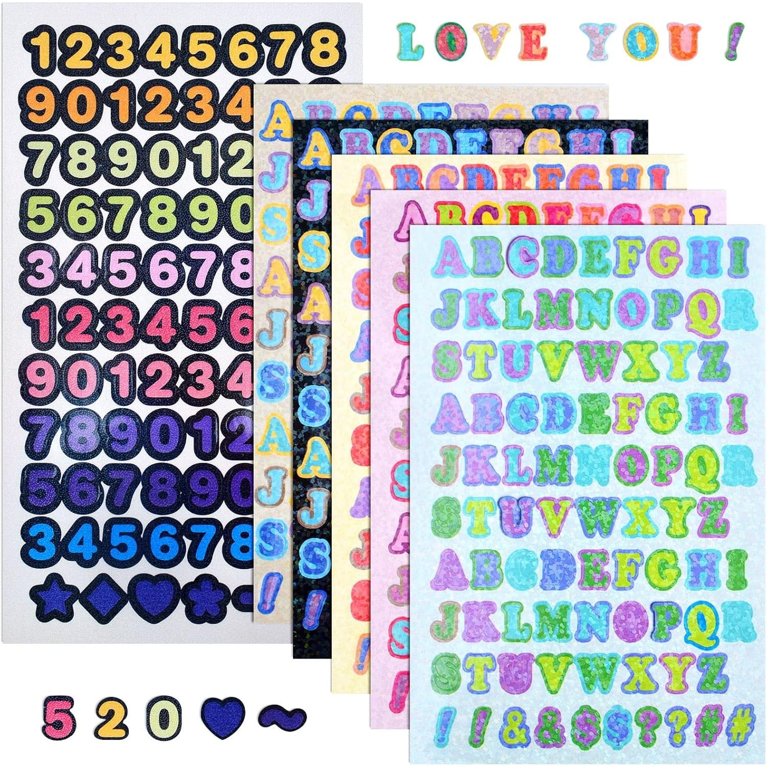 7 Sheets Colorful Letter Stickers Self Adhesive Alphabet Letters ...