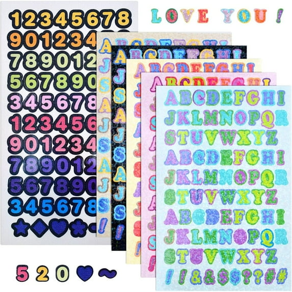 7 Sheets Colorful Letter Stickers Self Adhesive Alphabet Letters ...