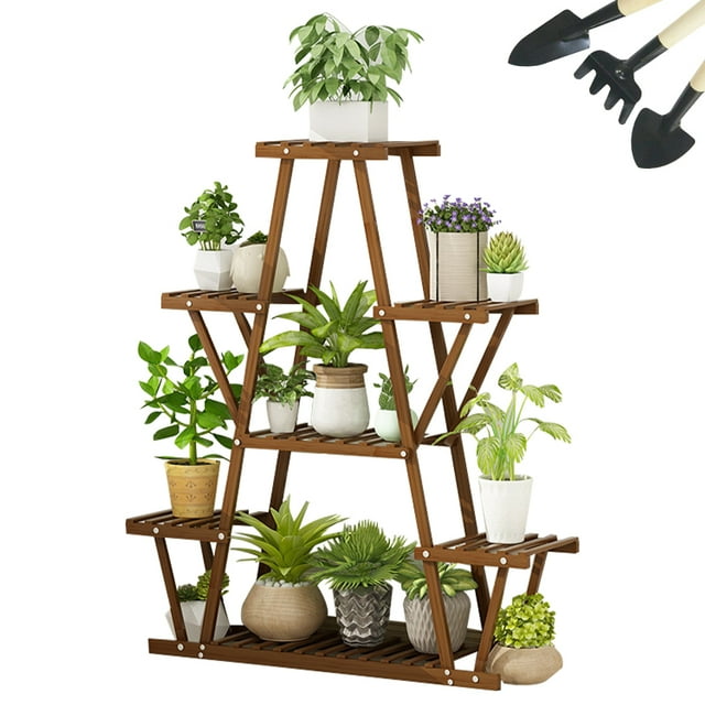 Walmart 7-Shelf Wooden Plant Display Stand for Inside & Outside, Multi ...