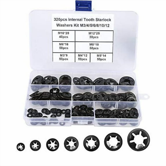 7 Sizes 320PCS Internal Tooth Starlock Washers,Quick Speed Locking ...