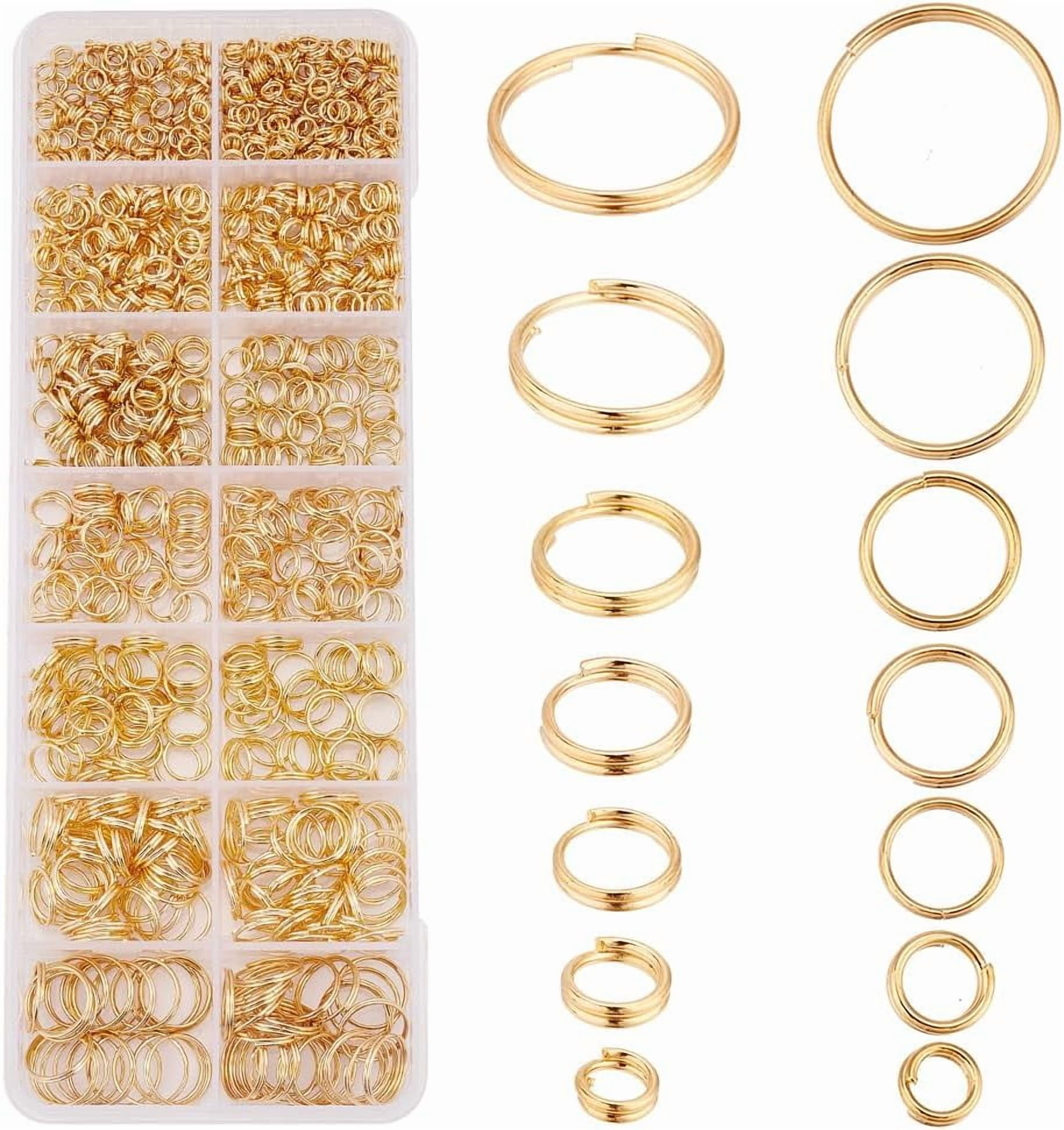 7 Sizes Golden Split Key Rings 960pcs Metal Split Rings 4/5/6/7/8/10 ...