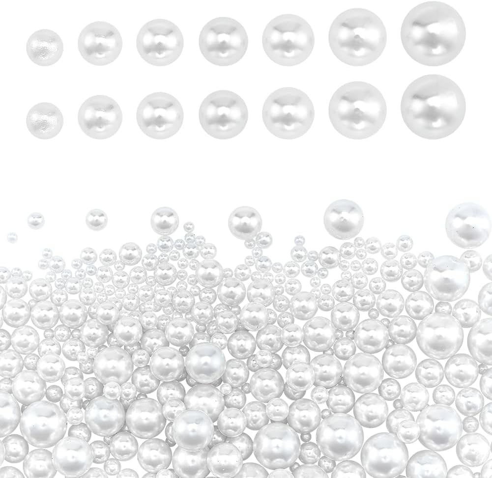 7 Sizes No Holes Pearls 390pcs White Pearl Beads Undrilled Imitated ...