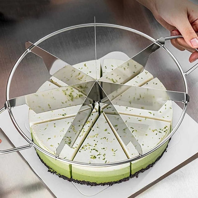 7-Slice Stainless Steel Pie Cutter Press, Circle Pie Cutter with Side ...