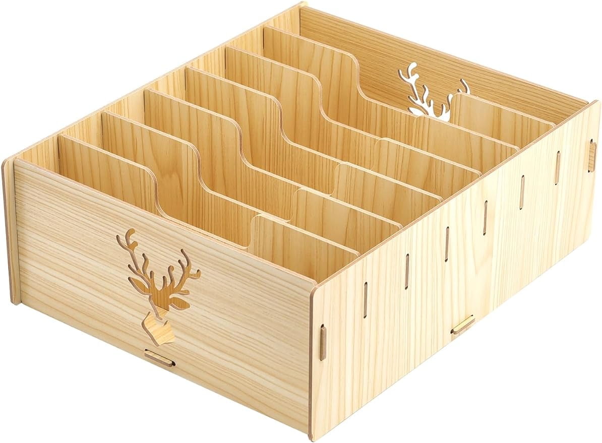 SUNNYCLUE 7 Slots Wooden Invoice Bill Storage Rack, Desktop File Holder ...