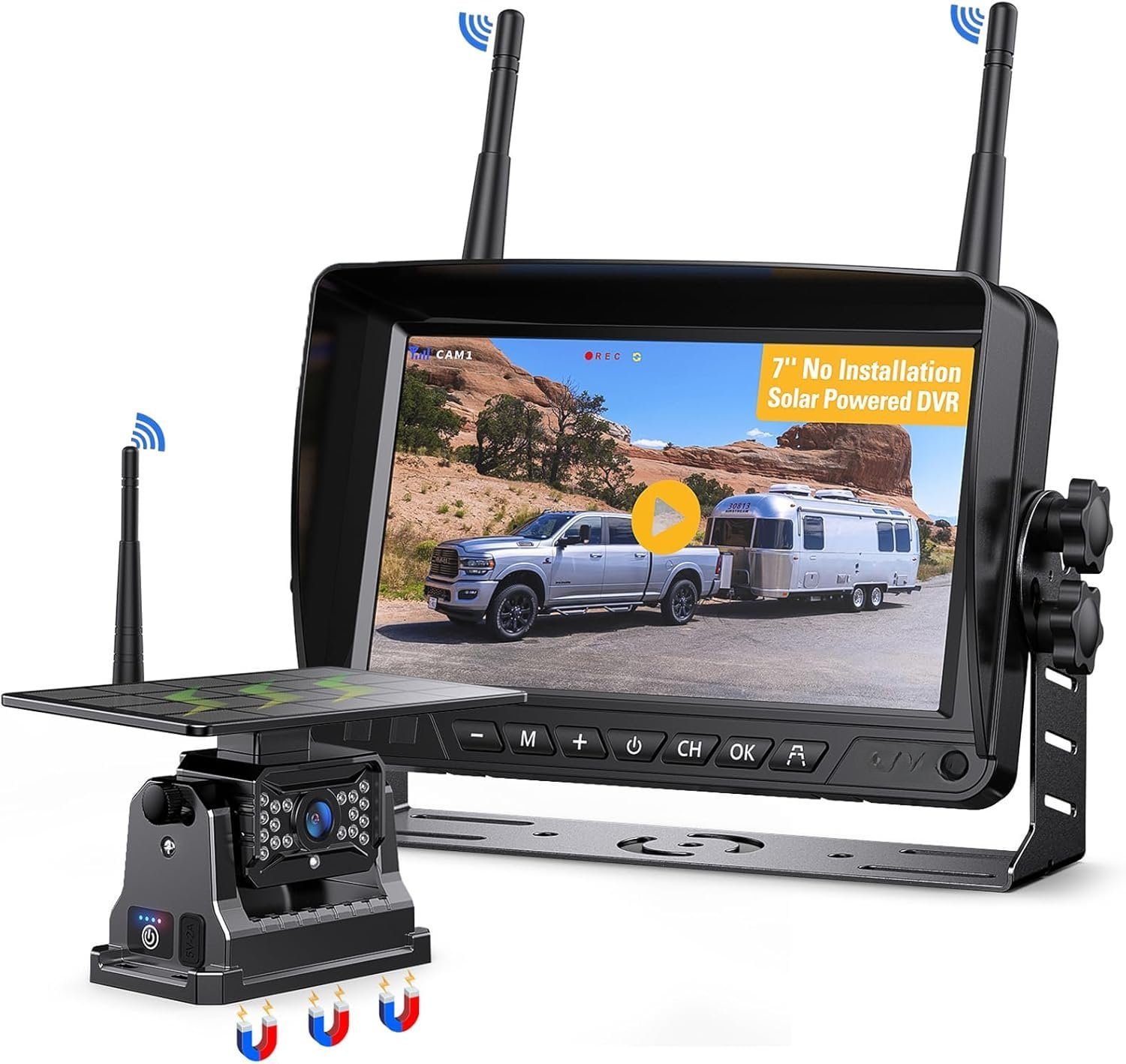 7" Solar Backup Camera for 1 Mins DIY Installation RV Backup Camera ...