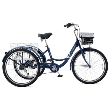 26" Adult Tricycle Bike with 7 Speed Gear Front & Rear Basket Red ...