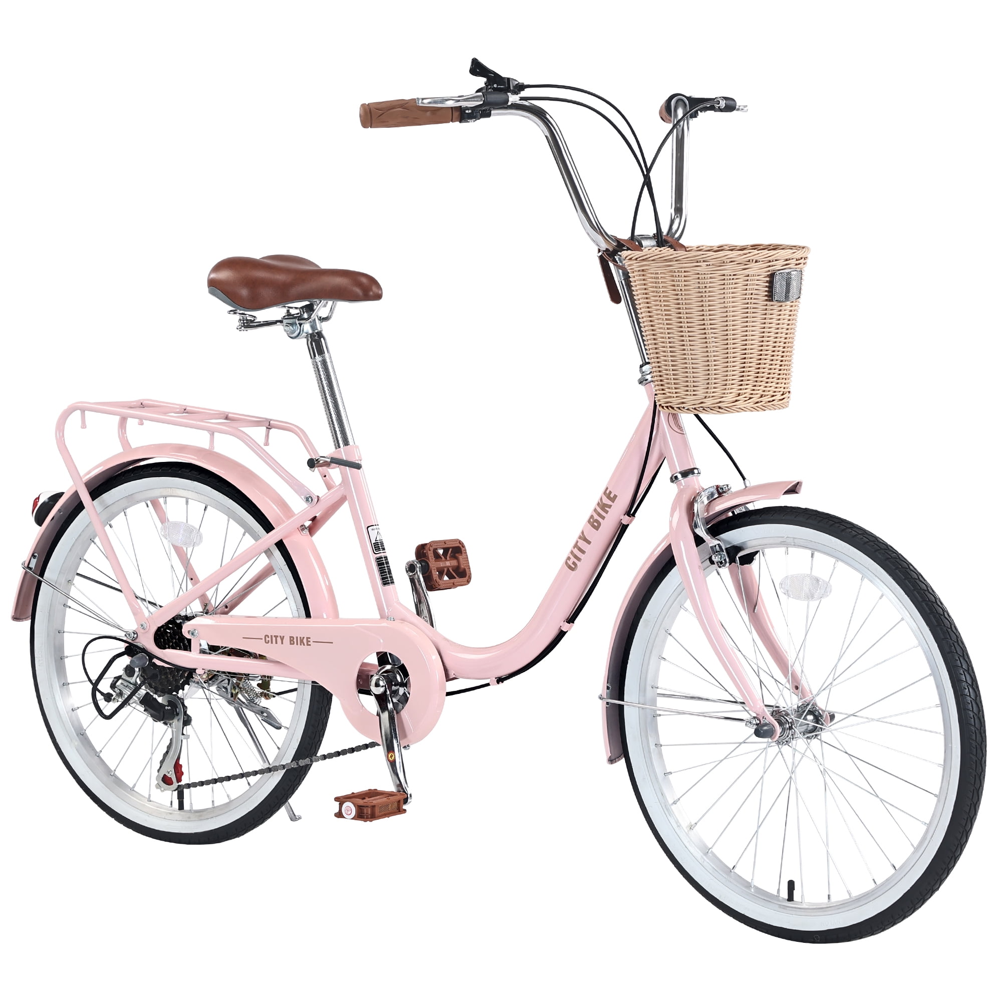 7 Speed City Bike With Basket , Steel Frame,Multiple Colors 22 Inch ...