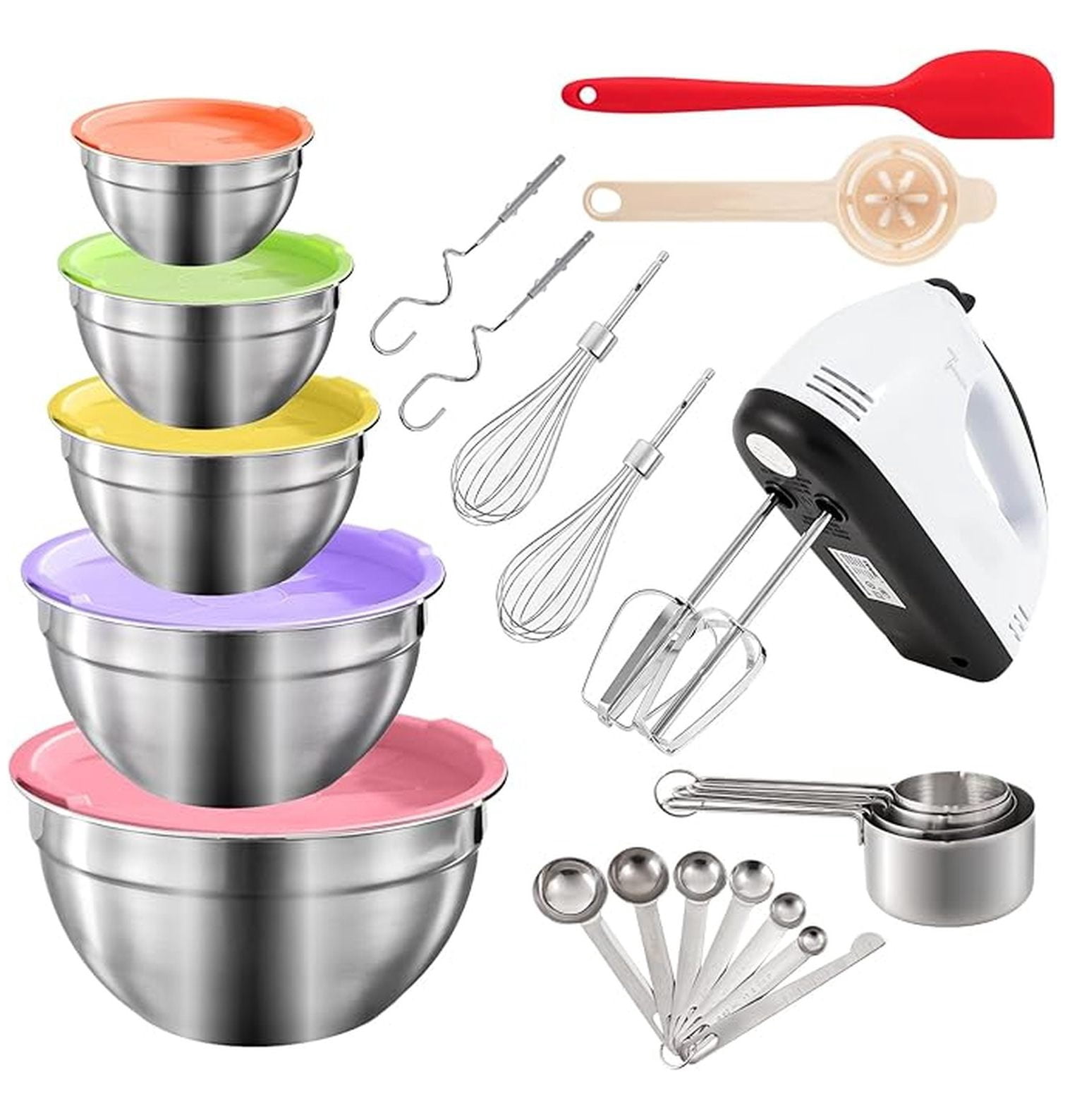 7-Speed Electric Hand Mixer,5 Large Mixing Bowls Set,Handheld Mixers ...
