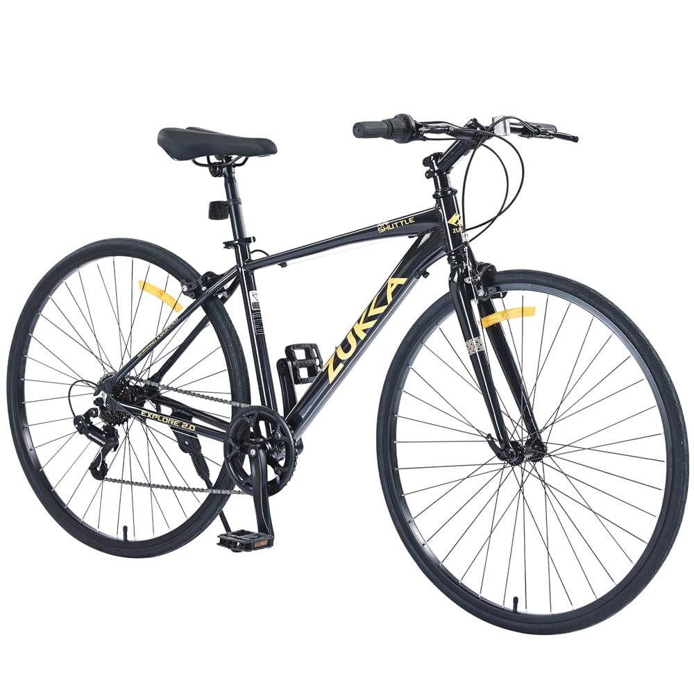 7 Speed Hybrid Bike, Outdoor Road Bike with Aluminum Alloy Frame, 700C ...